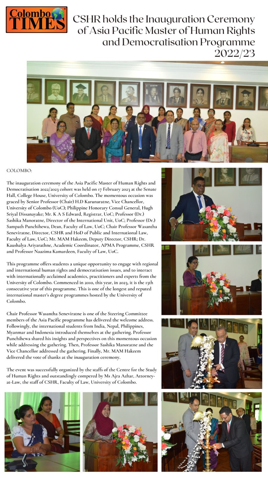 CSHR holds the Inauguration Ceremony of Asia Pacific Master of Human ...